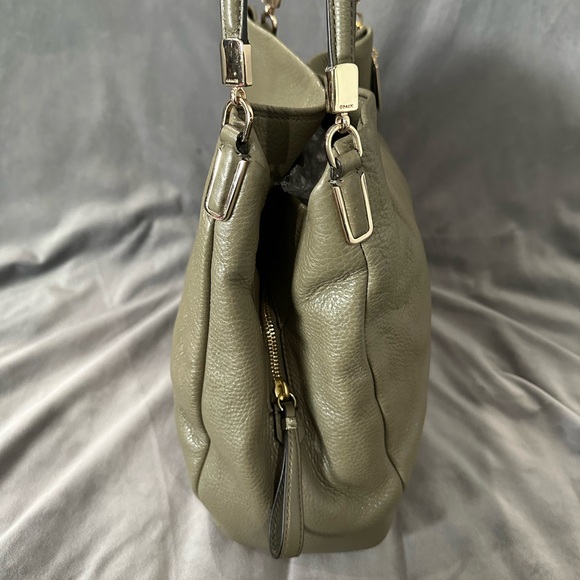 Coach | Bags | Coach Leather Shoulder Bag Green Olive Army Pebbled Soft ...